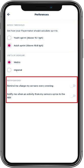 How do I change my push notification preferences? – Playermaker 2.0