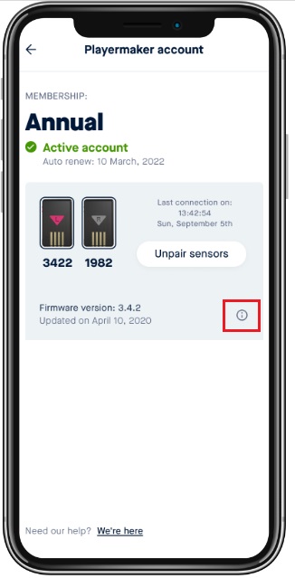 Where can I find my sensor serial numbers on the Playermaker 2.0 app ...
